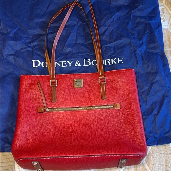 Dooney & Bourke | Bags | Dooney Bourke Red Pebbled Leather Tote Bag ...